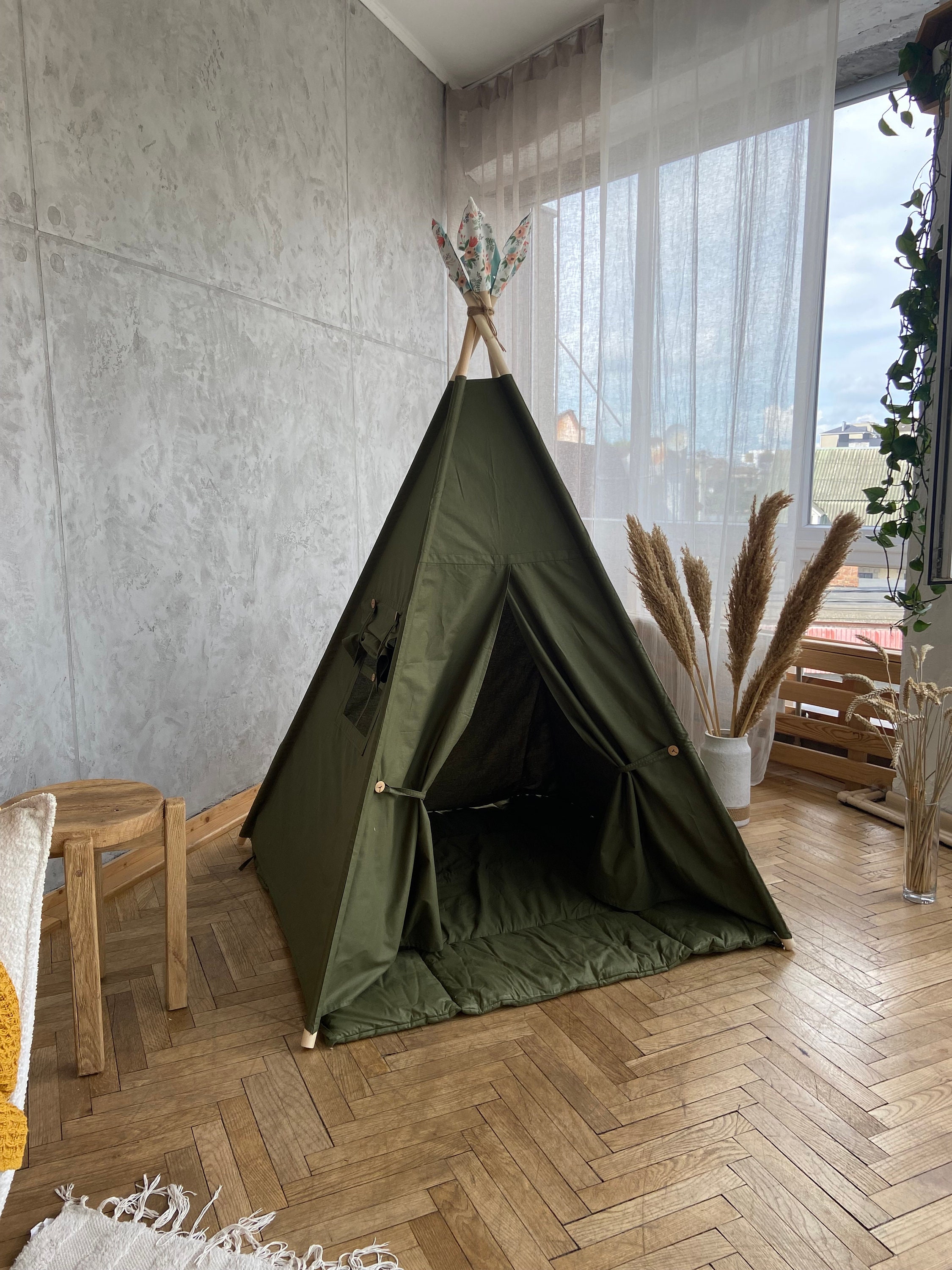 Green Teepee Tent With Mat Tipi for Kids Teepee Forest for - Etsy
