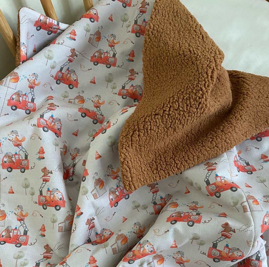 Fluffy Fur Baby Blanket With Fireman, Teddy Bear Blanket for Newborn ...
