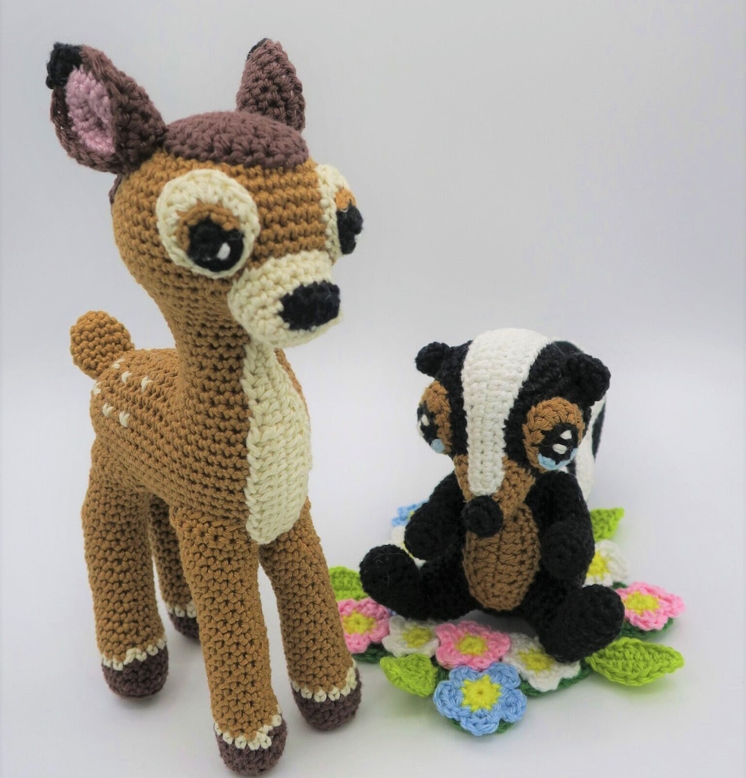 Crochet Pattern Amigurumi Bambi Deer Skunk Flower Meadow - Etsy