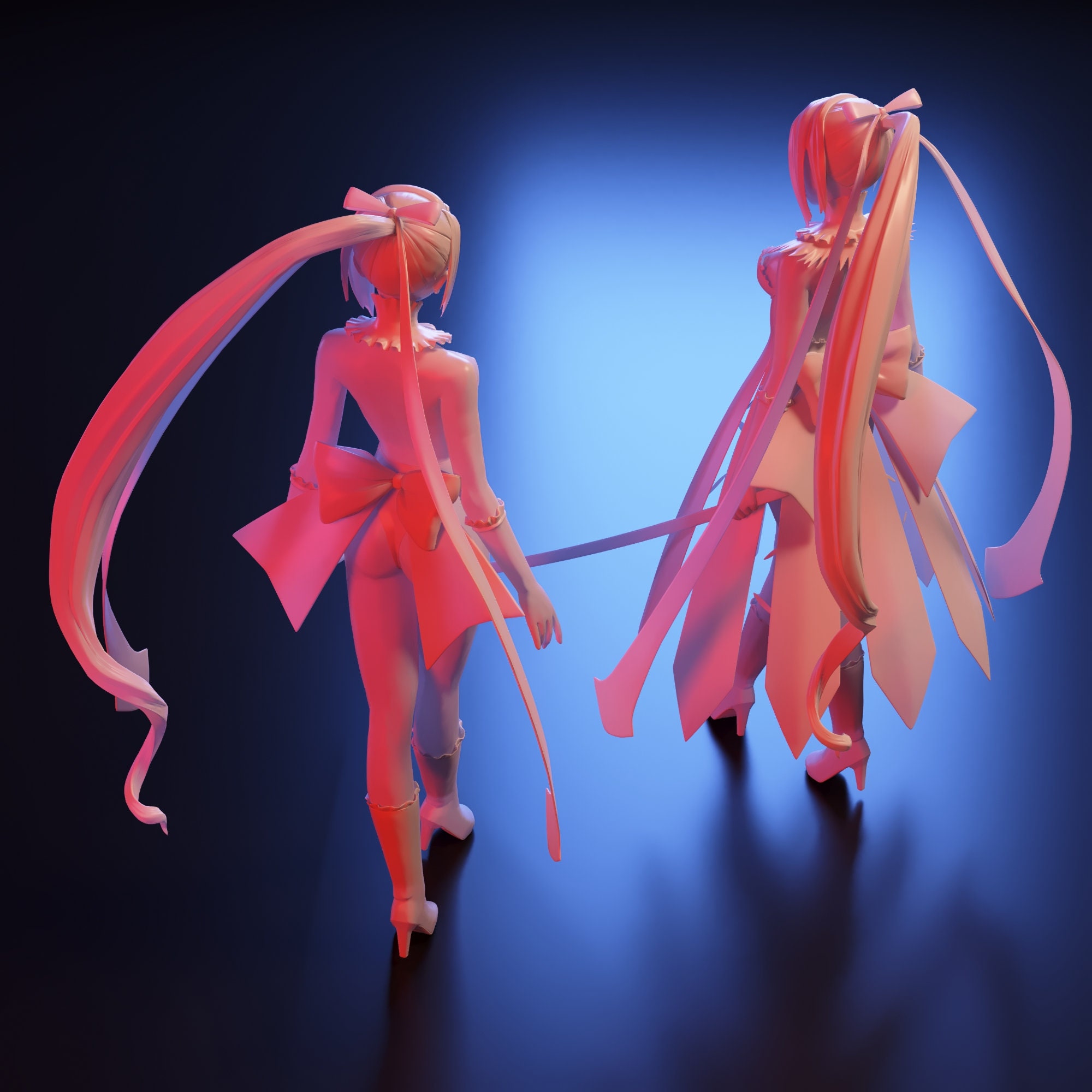 Anime Girls 3d Printed Files Stl Digital Print Set Character Etsy
