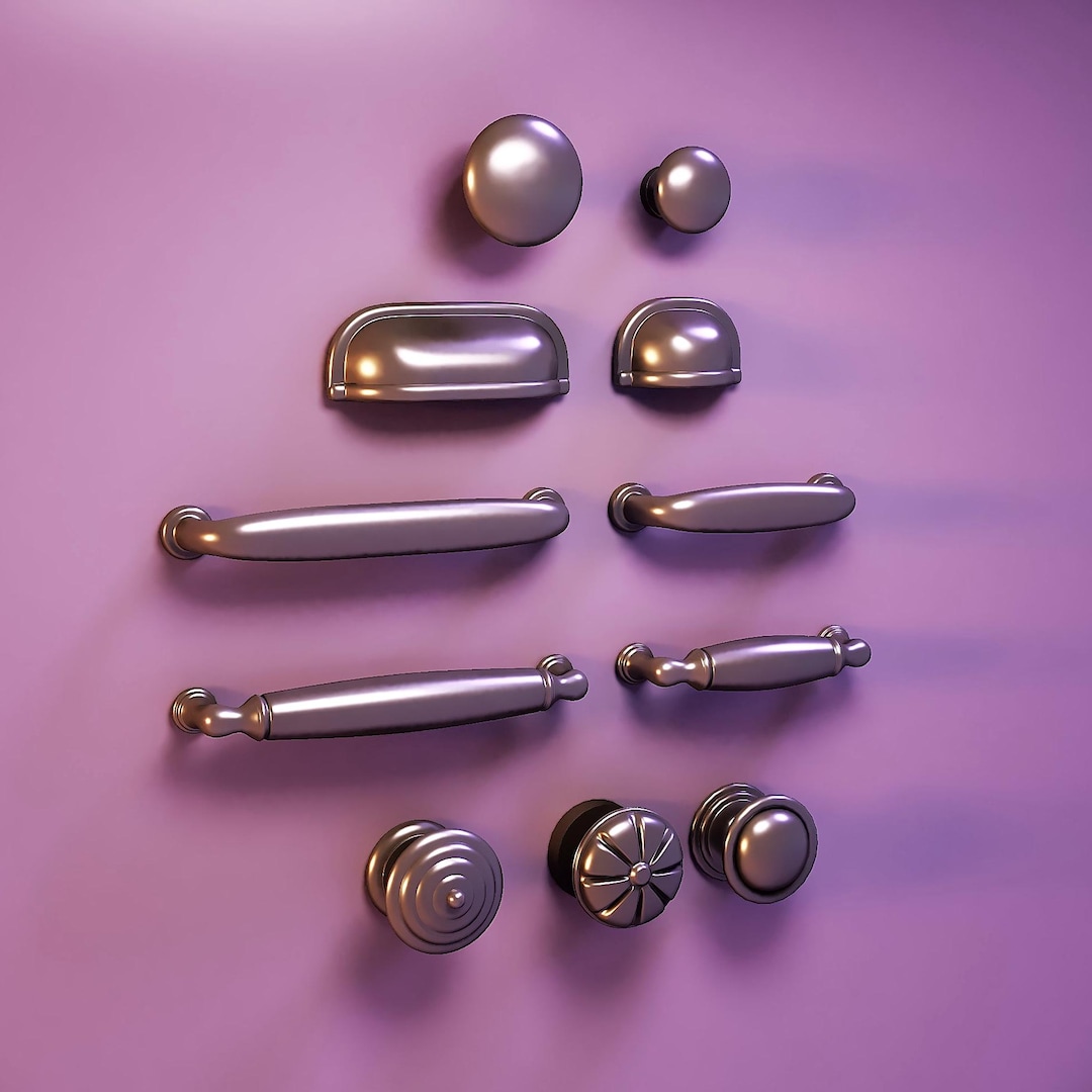 Miniature Drawer Pulls STL 3D Print File for 1:12 Dollhouse Furniture ...