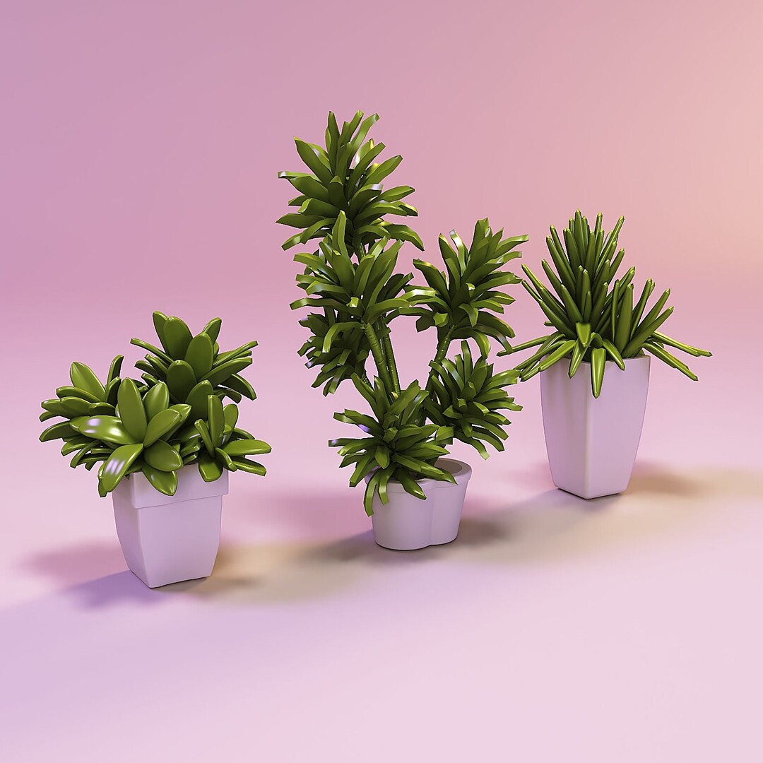 Miniature Dollhouse Flower Plants in Pots 3d Printed Files Stl, Digital ...
