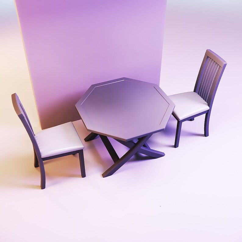 Farmhouse Dining Table and Chairs 3d Printed Stl Files, Doll House ...