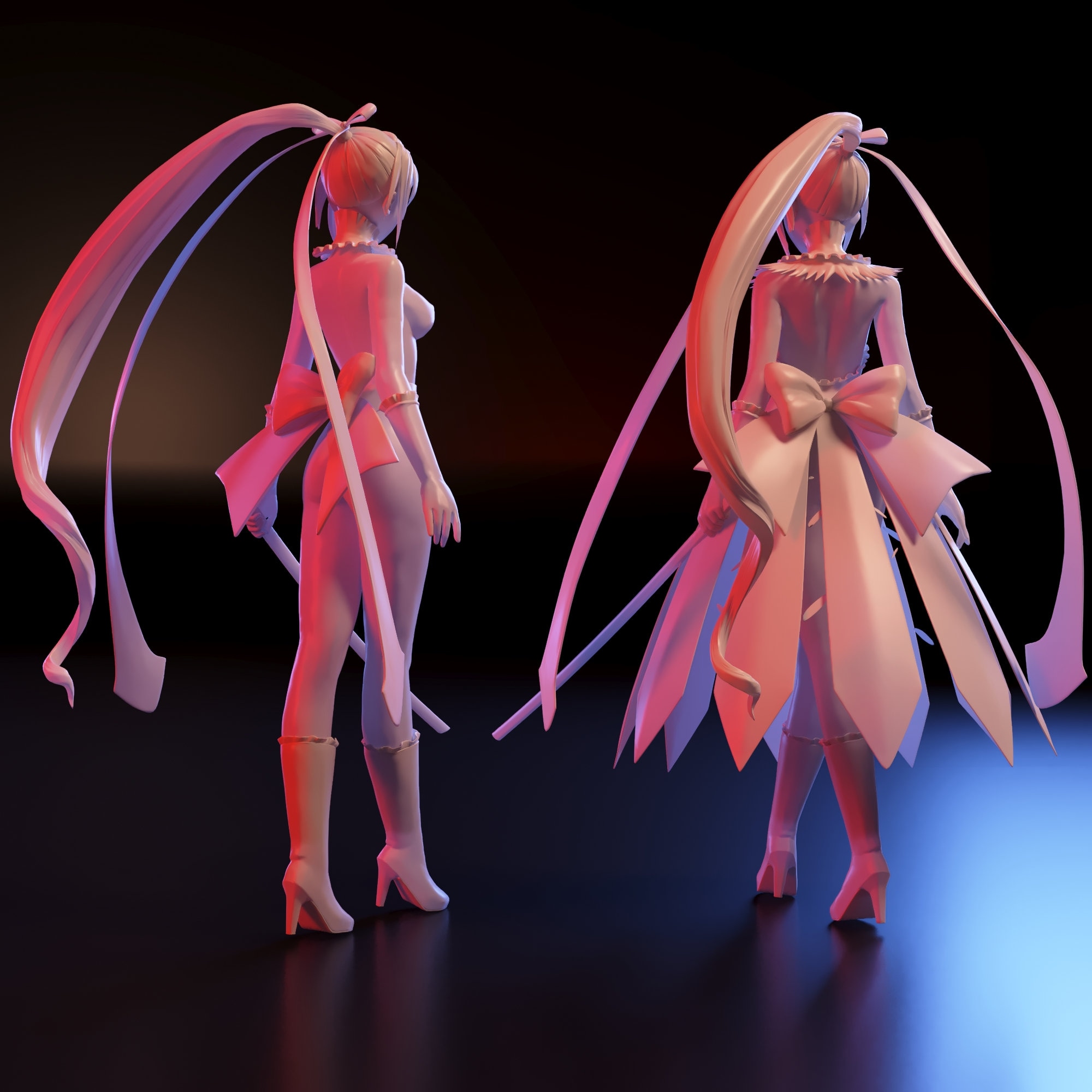 Anime Girls 3d Printed Files Stl Digital Print Set Character - Etsy