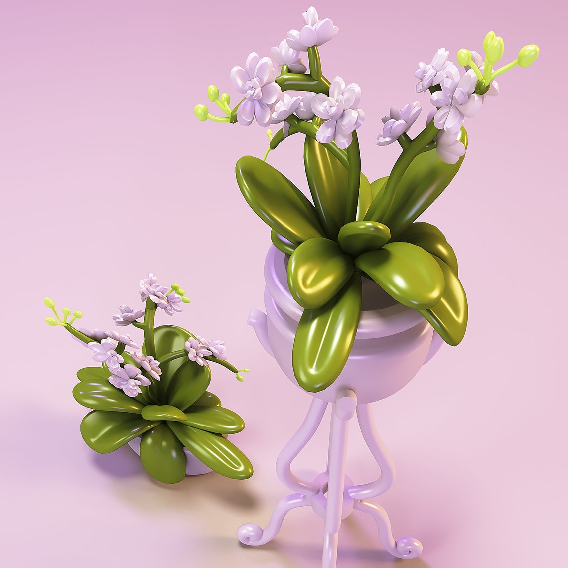 Miniature Dollhouse Furniture Flowers Orchid in Pots 3d Printed Files ...