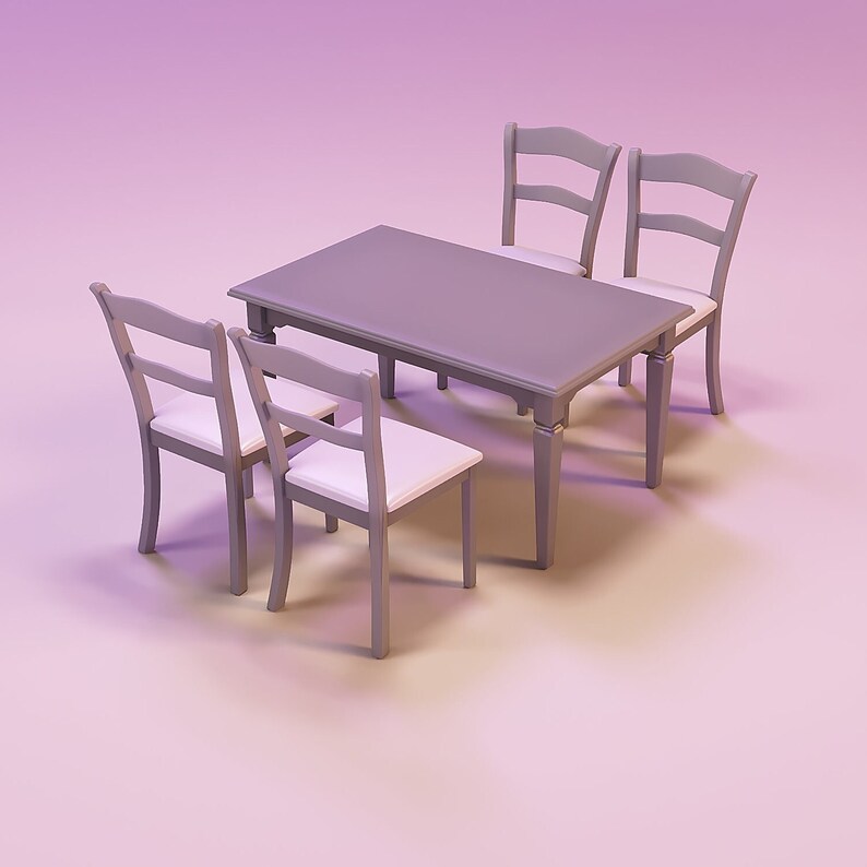 Farmhouse Dining Table and Chairs 3d Printed Stl Files, Doll House ...
