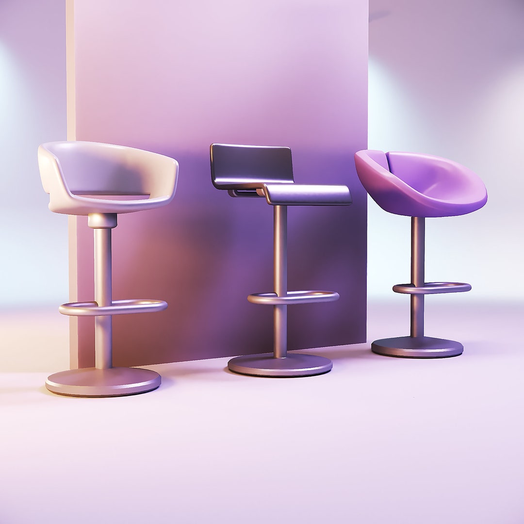Bar Stools Set 3d Printed Stl Files, Gabby Dollhouse Toy, Miniature ...