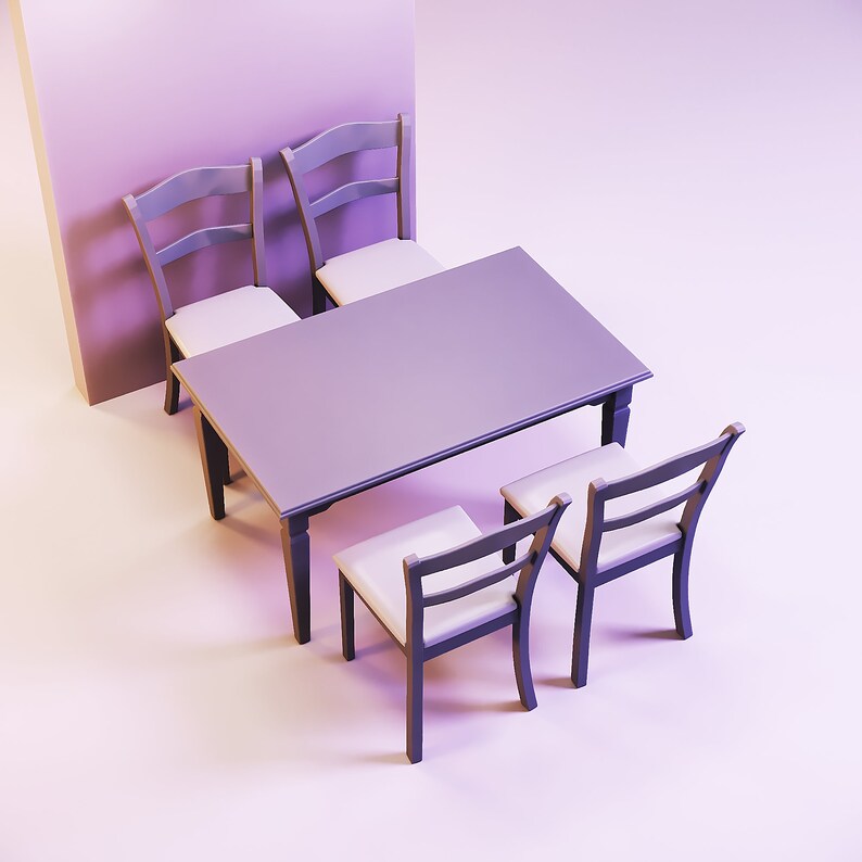 Farmhouse Dining Table and Chairs 3d Printed Stl Files, Doll House ...