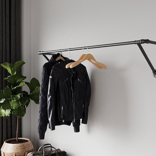 Wall Mounted Clothes Rack Wall Mounted Clothes Rail Garment - Etsy
