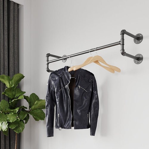 Wall Mounted Clothes Rack Wall Mounted Clothes Rail Garment - Etsy