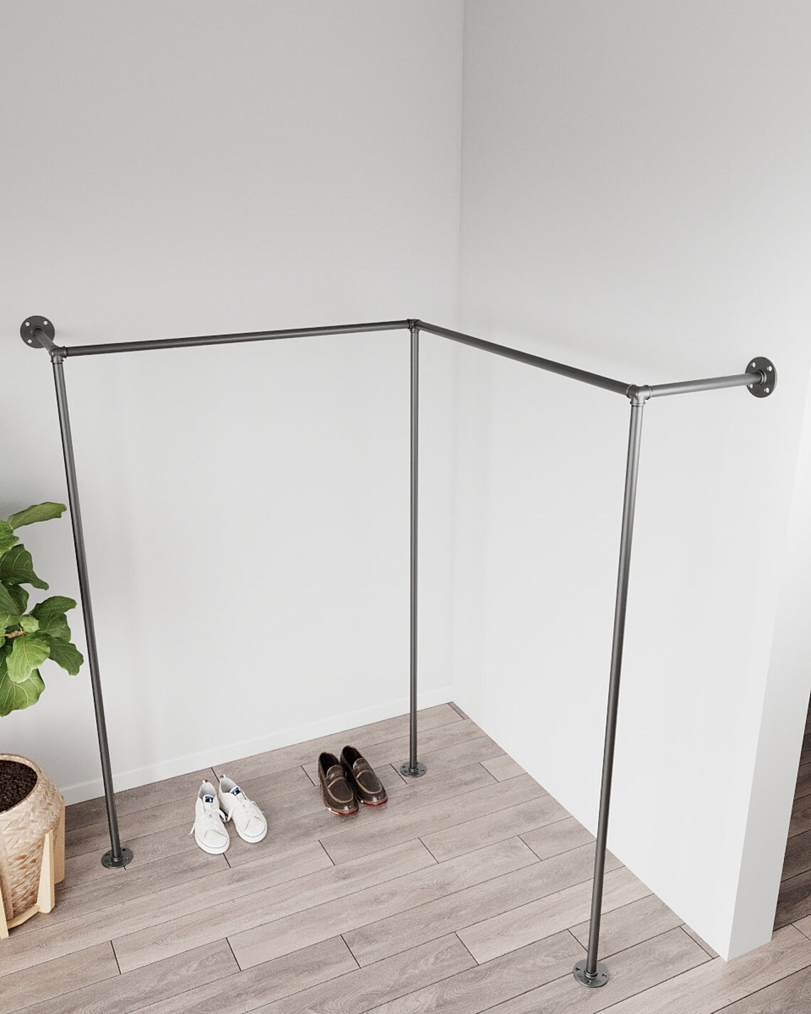 Corner Clothing Rack, Pipe Corner Open Wardrobe, Hanging Rail Garment ...