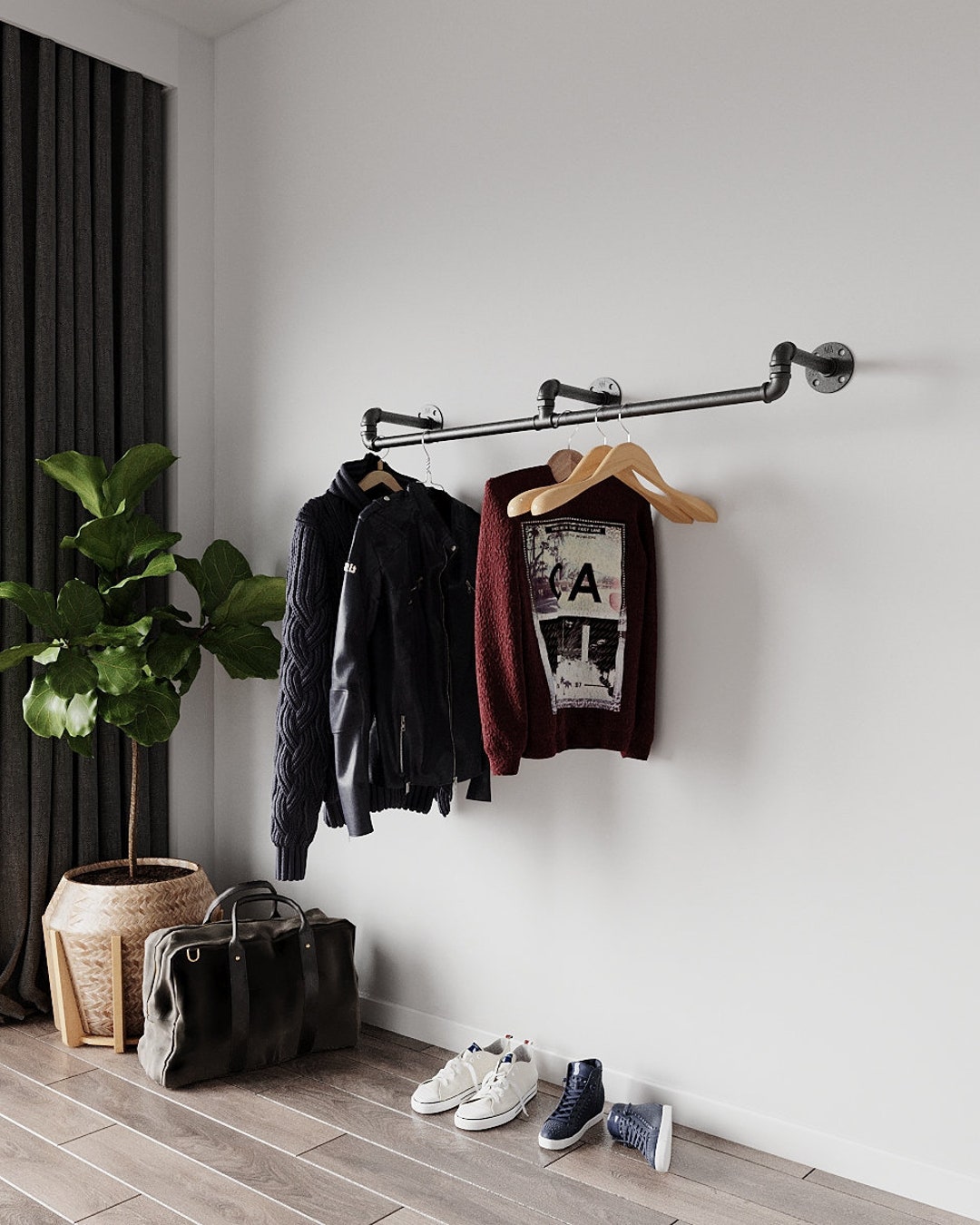Industrial Pipe Clothes Rail Handmade Urban Industrial Clothes Rail ...