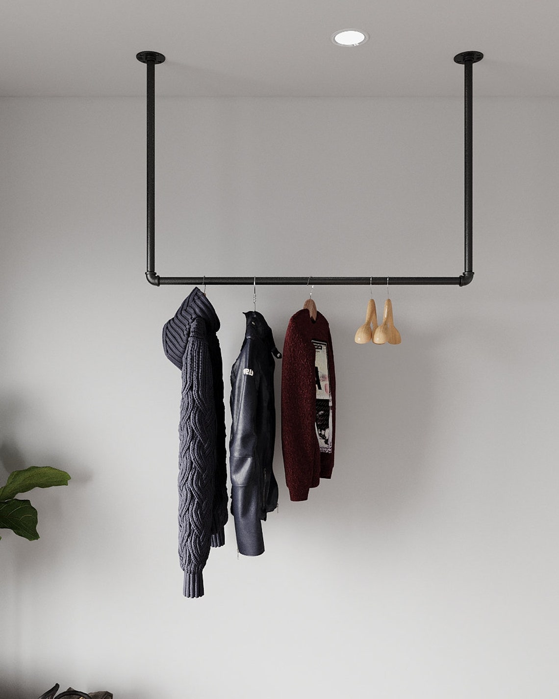 Minimalistic Clothes Rack Garment Rail made of metal mounted | Etsy
