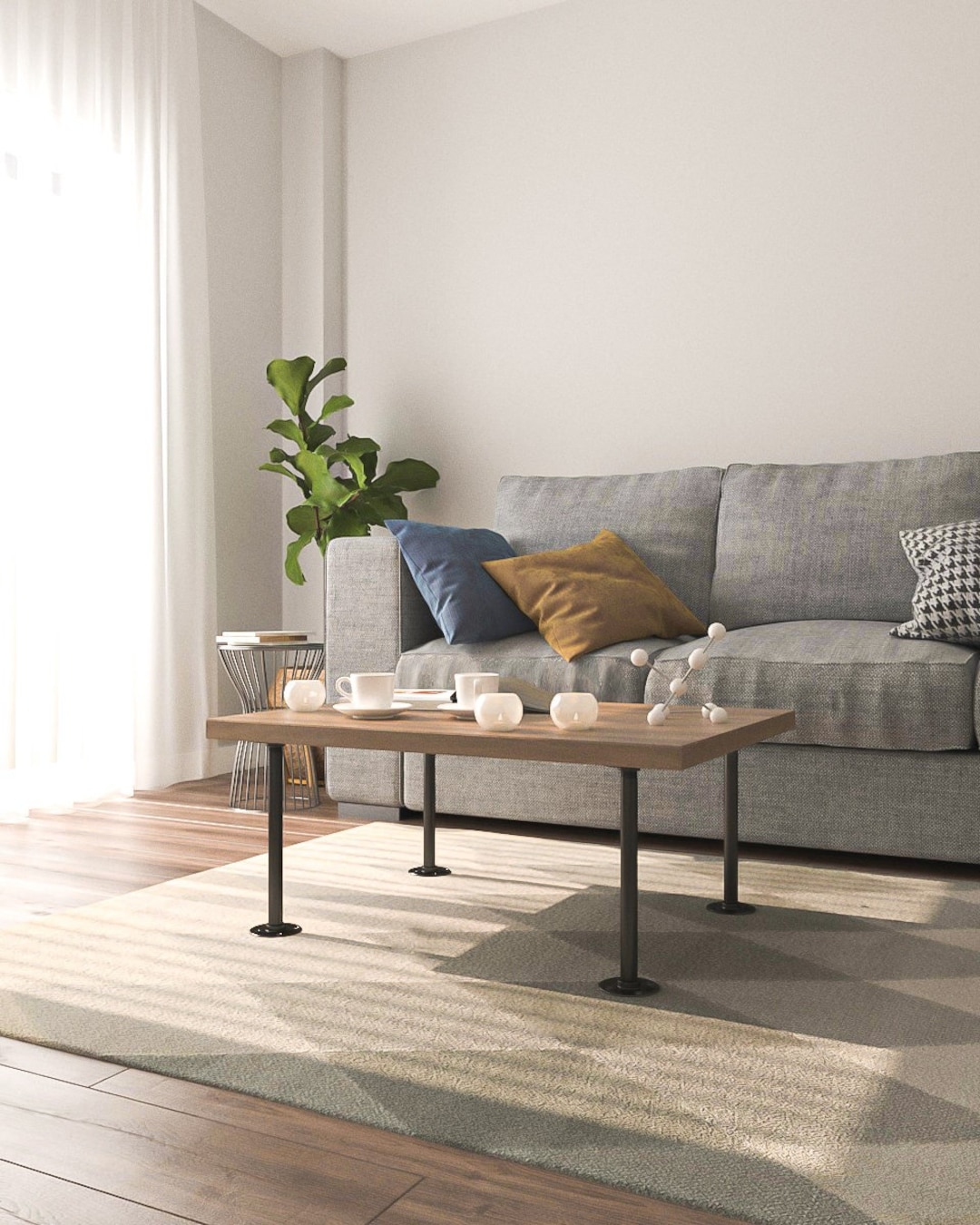 Industrial Pipe Decor Table Legs - Set of 4 Steel Grey Iron Fittings ...