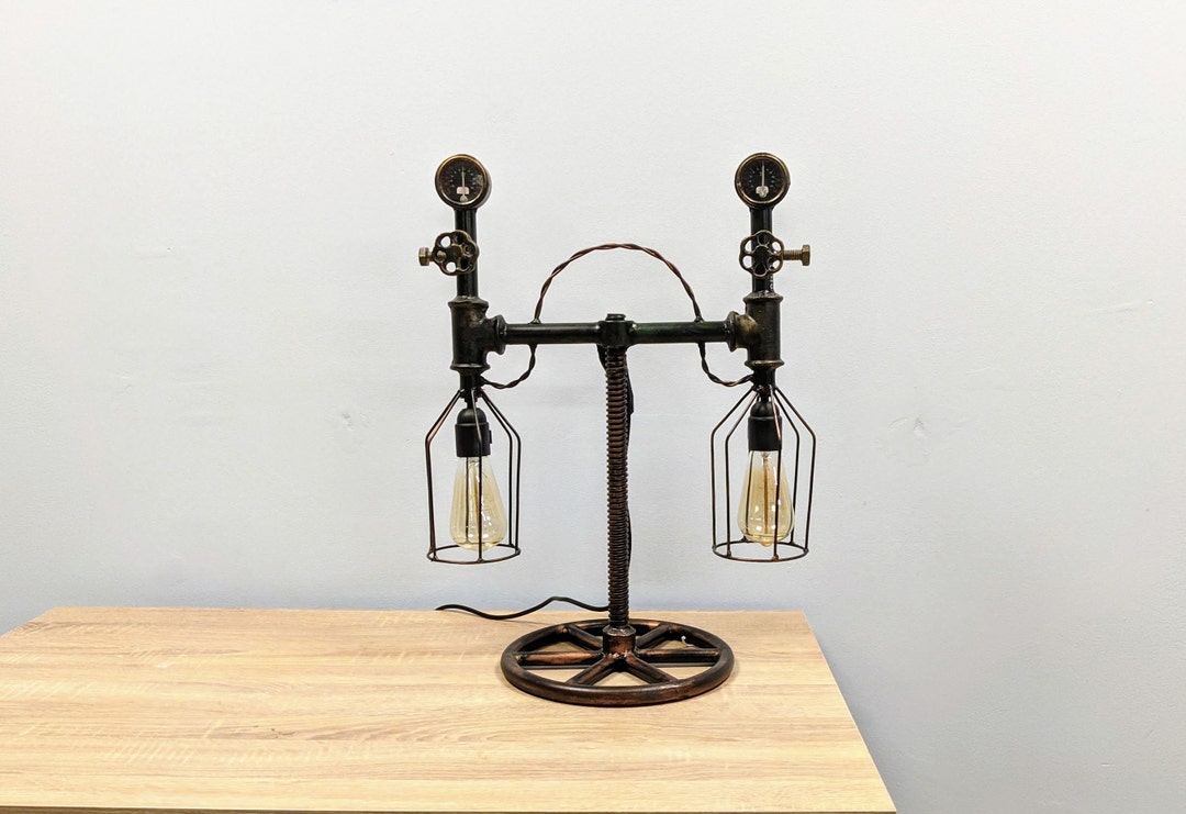Free Standing Desk Lamp Industrial Light Bedside Table Light Waterpipe ...