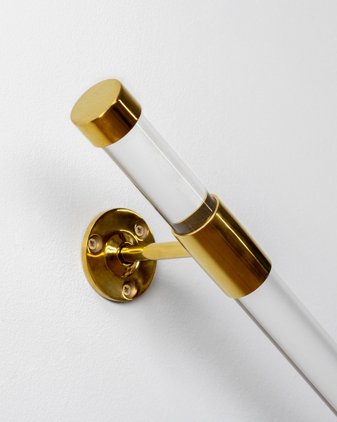 Modern Lucite Handrail With Gold End Caps - Custom Stair Rail - Etsy