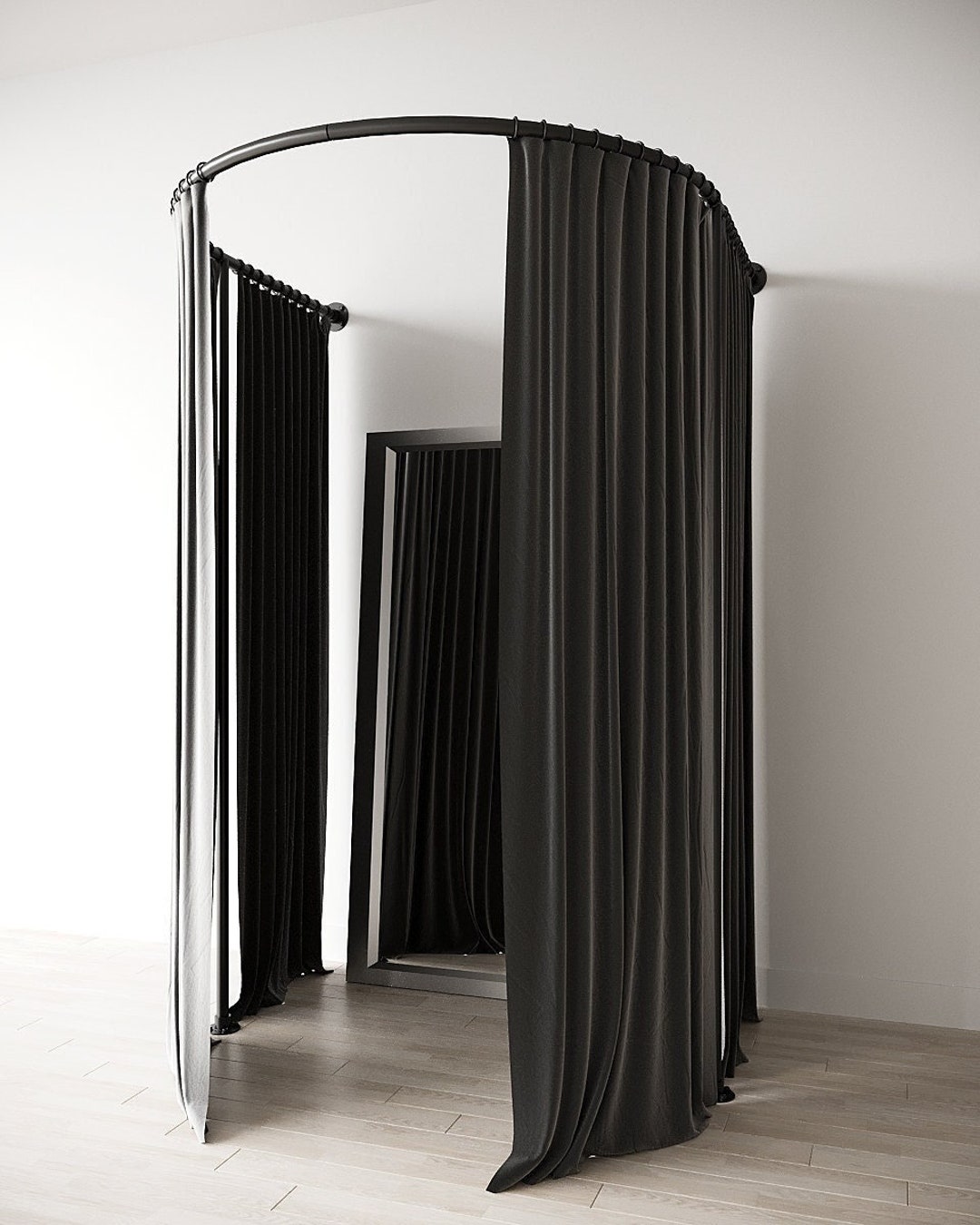 Changing Room Curved Fitting Curtain Rods Handmade Black and White - Etsy