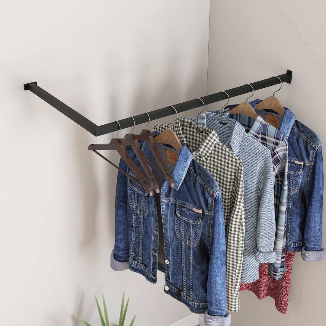 Custom Wall Mounted Iron Clothing Rack: Heavy Duty Closet Rod, Multiple ...