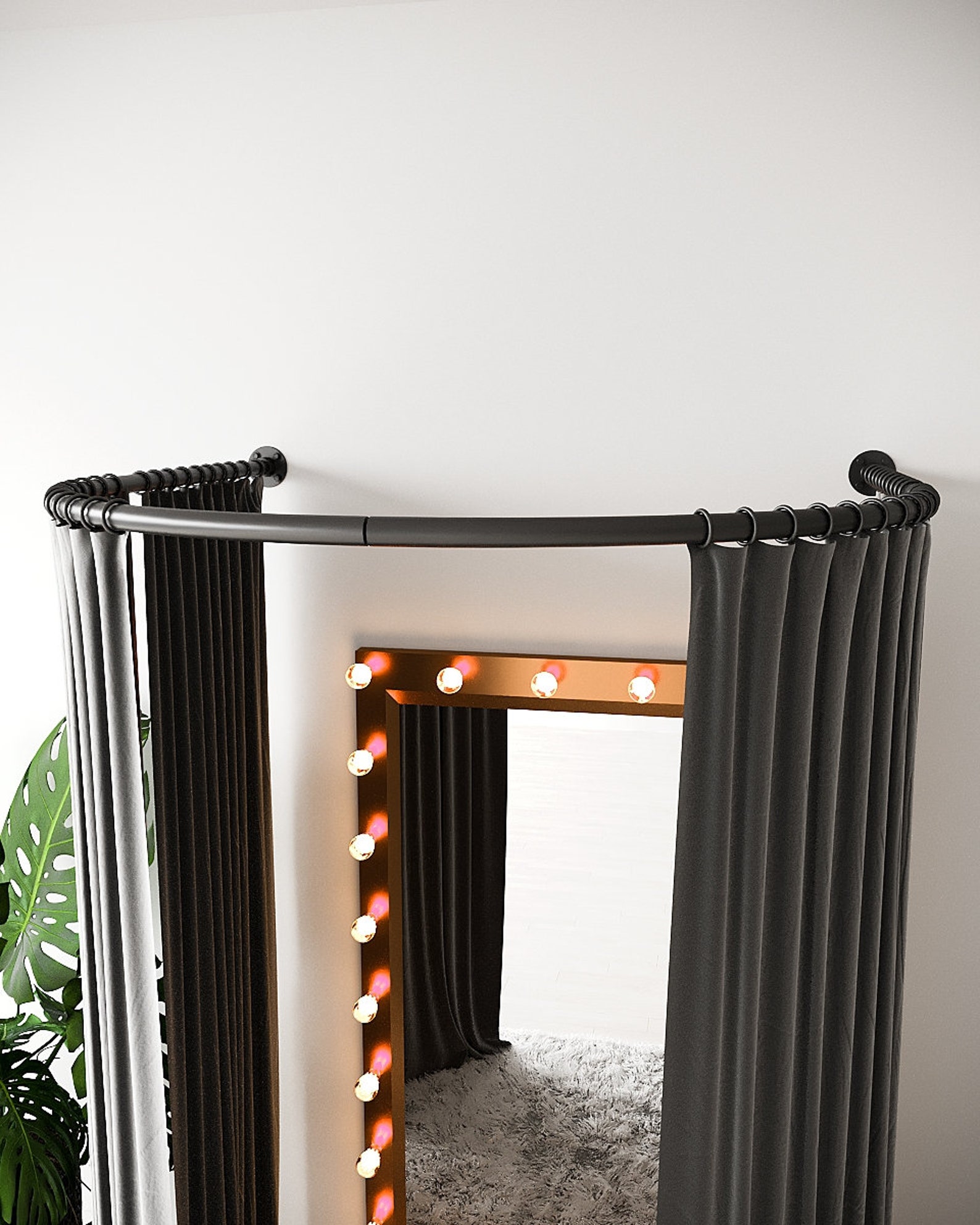 Changing Room Curved Fitting Curtain Rods Handmade Black and - Etsy