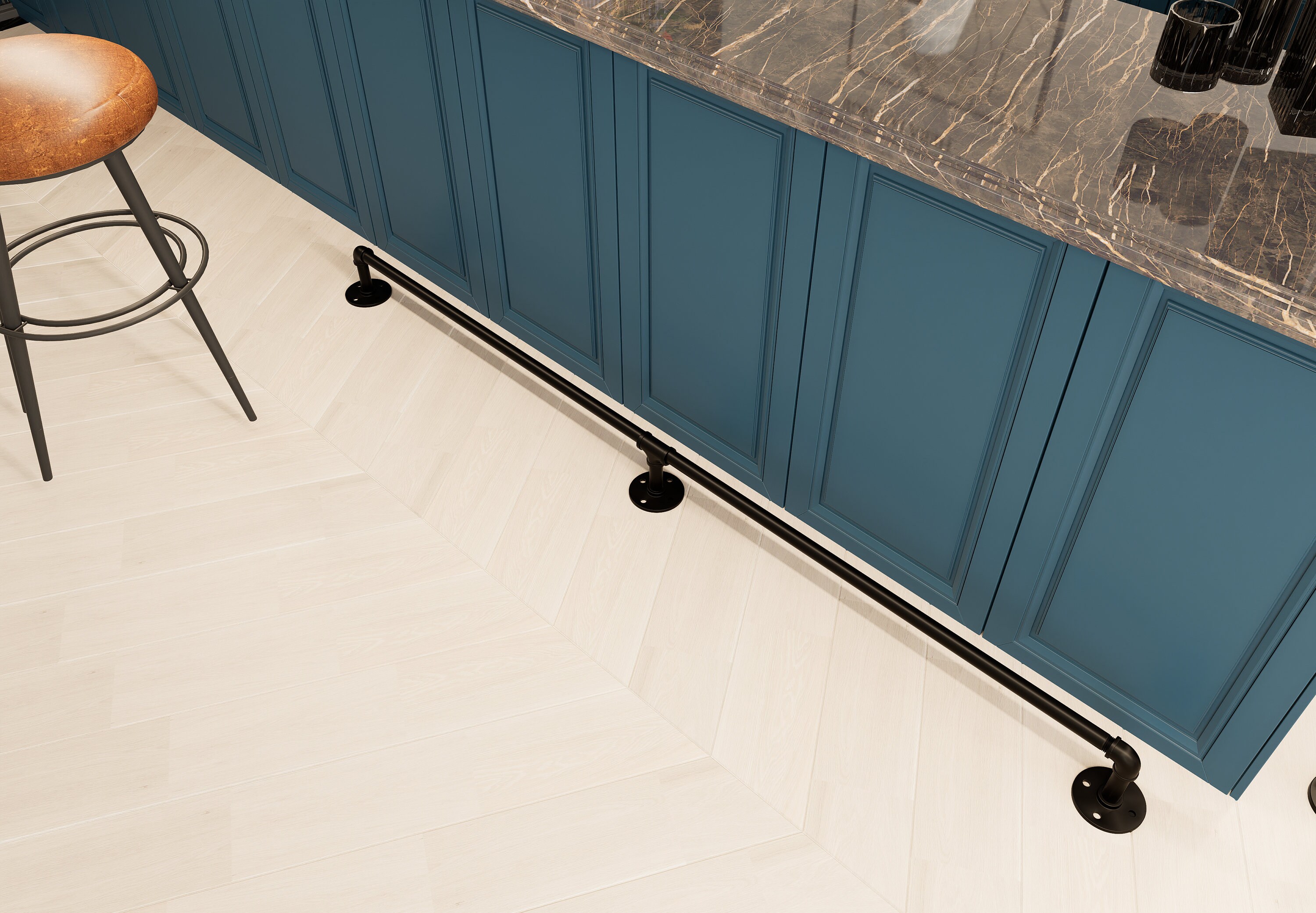 Customizable Black Steel Foot Rail: Vintage Bar, Kitchen Island - Etsy