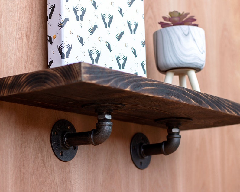 Pair Pipe Shelf Brackets, Steampunk Shelf Brackets, Industrial Shelf ...