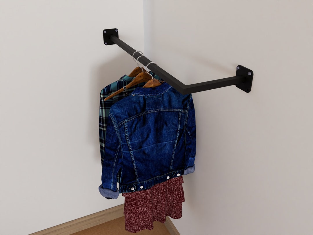 Wall-mounted Corner Clothes Rail: Industrial Closet Organizer - Etsy