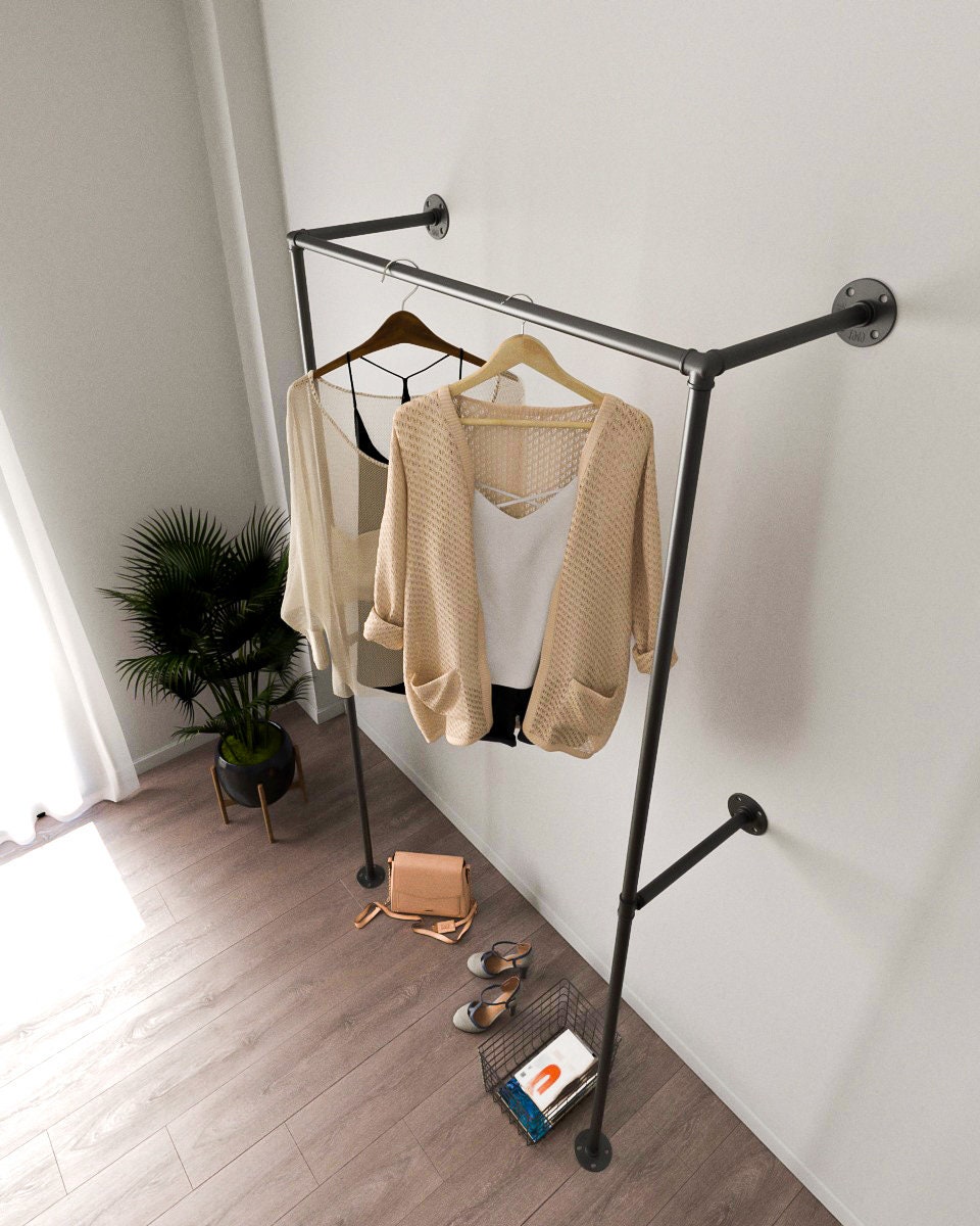 Handmade Urban Industrial Clothes Rail: Garment Rack, Wall Mounted - Etsy