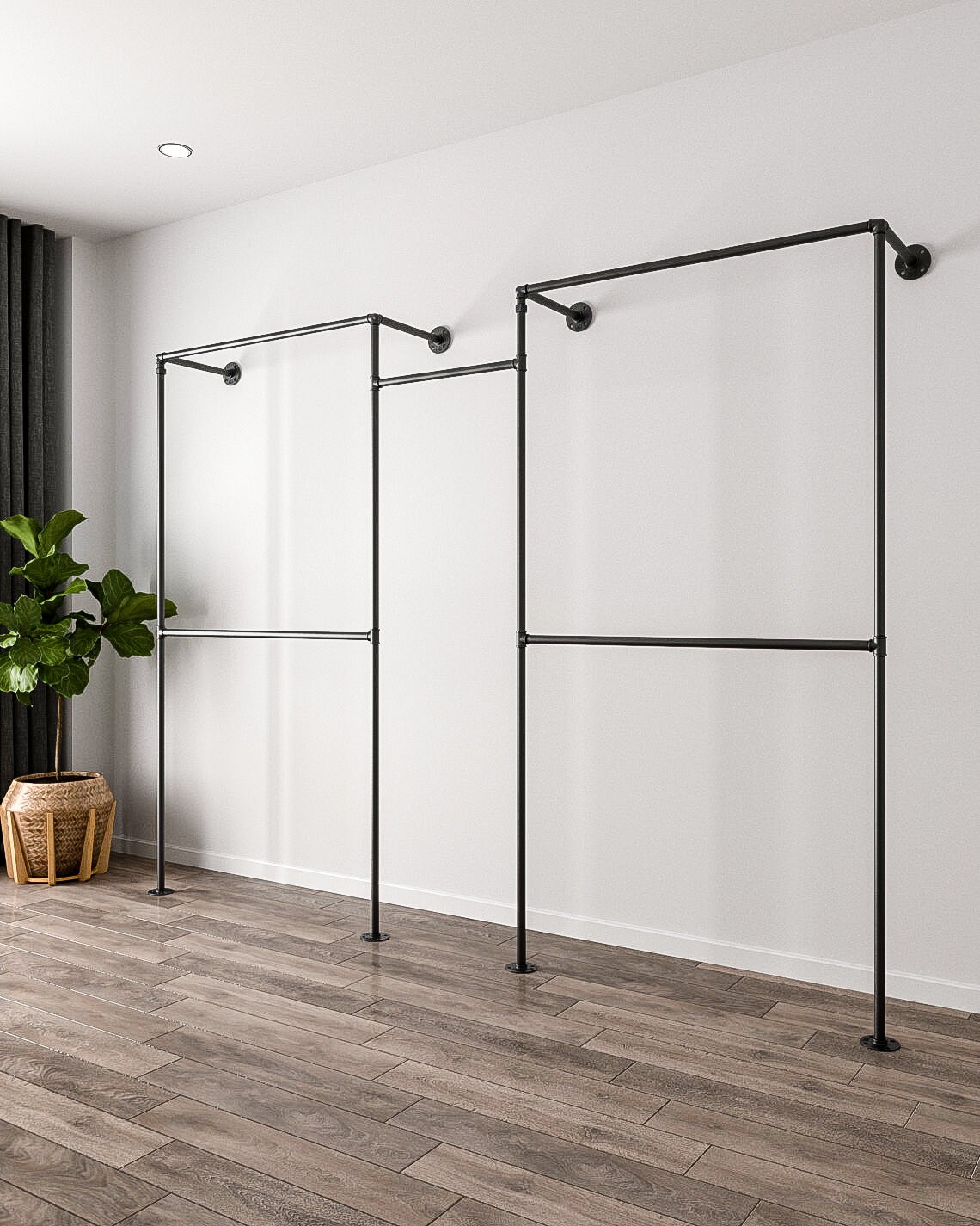 Long Dress Rack Industrial Minimal Pipe Clothing Rail / Garment Rack ...