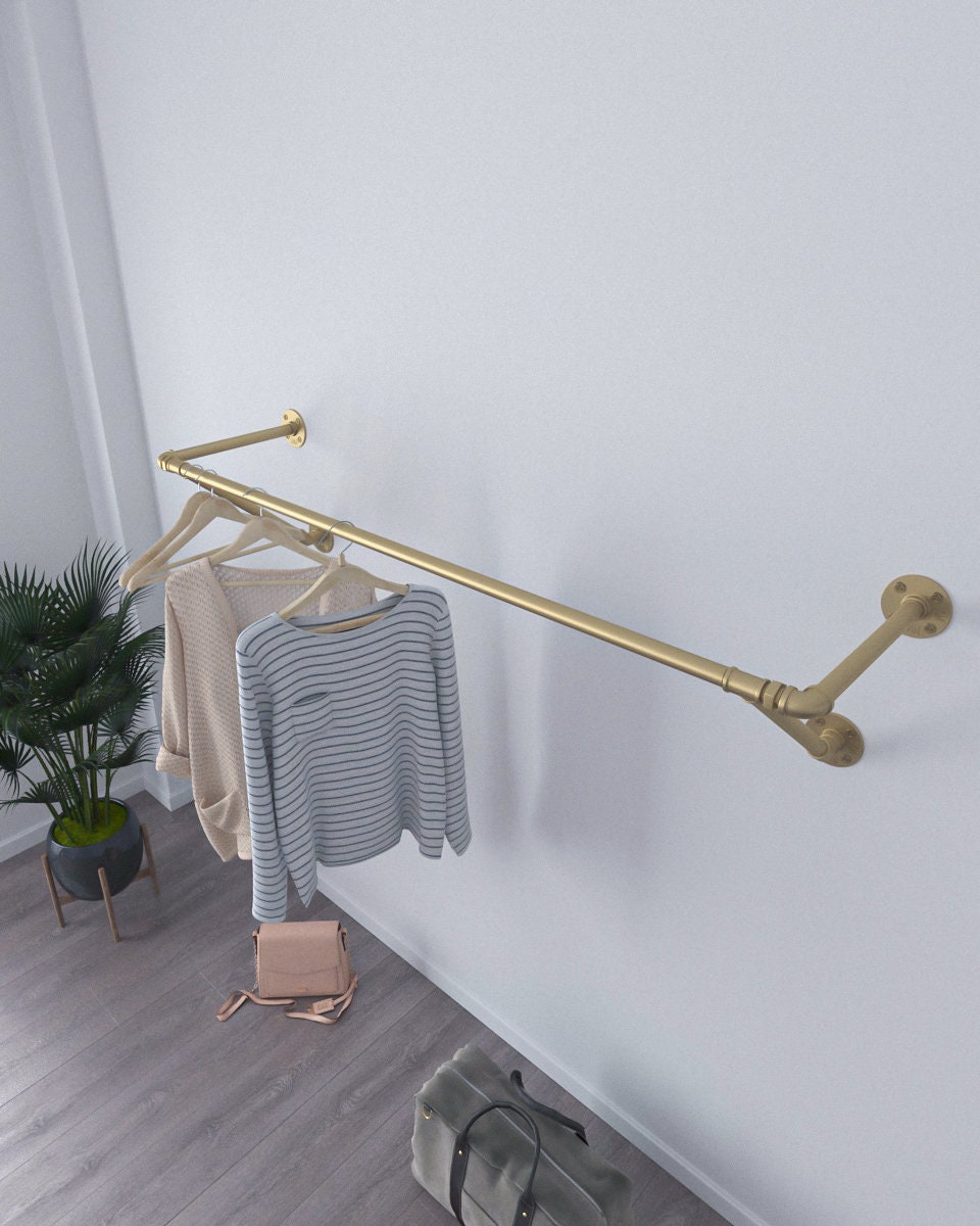 Golden Wall Mounted Clothes Rack Wall Mounted Clothes Rail - Etsy