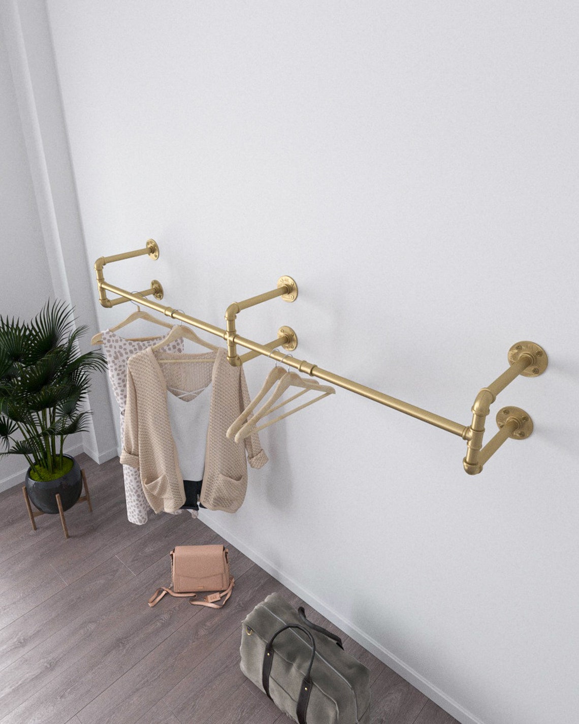 Gold Heavy Duty Mounted Clothes Rack Wall Mounted Clothes | Etsy