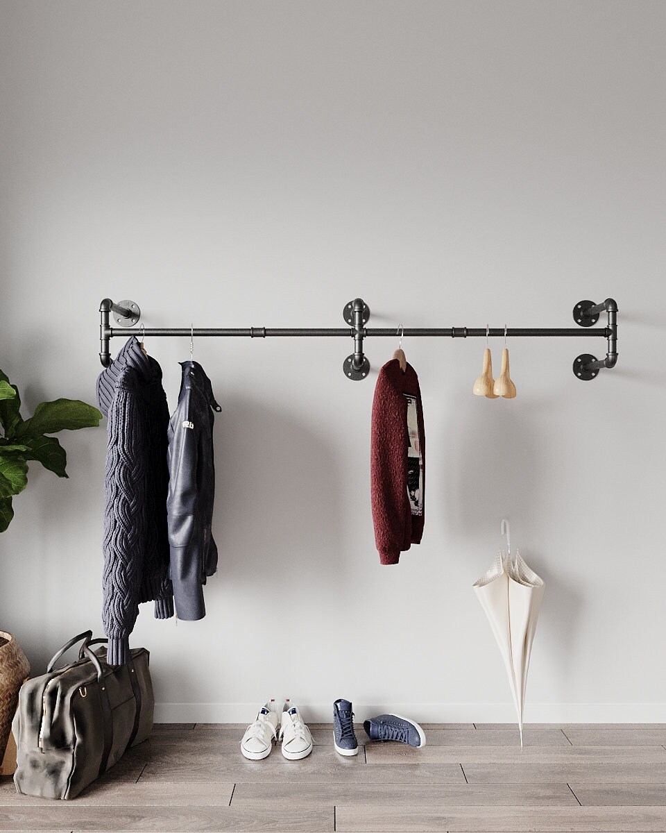 Heavy Duty Wall Mounted Clothes Rack Wall Mounted Clothes - Etsy