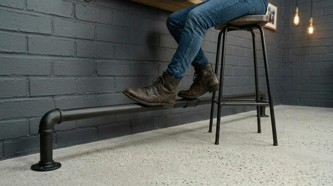 Industrial Foot Rest Rail | Bar Foot Rail Black Steel | Wall Mounted ...