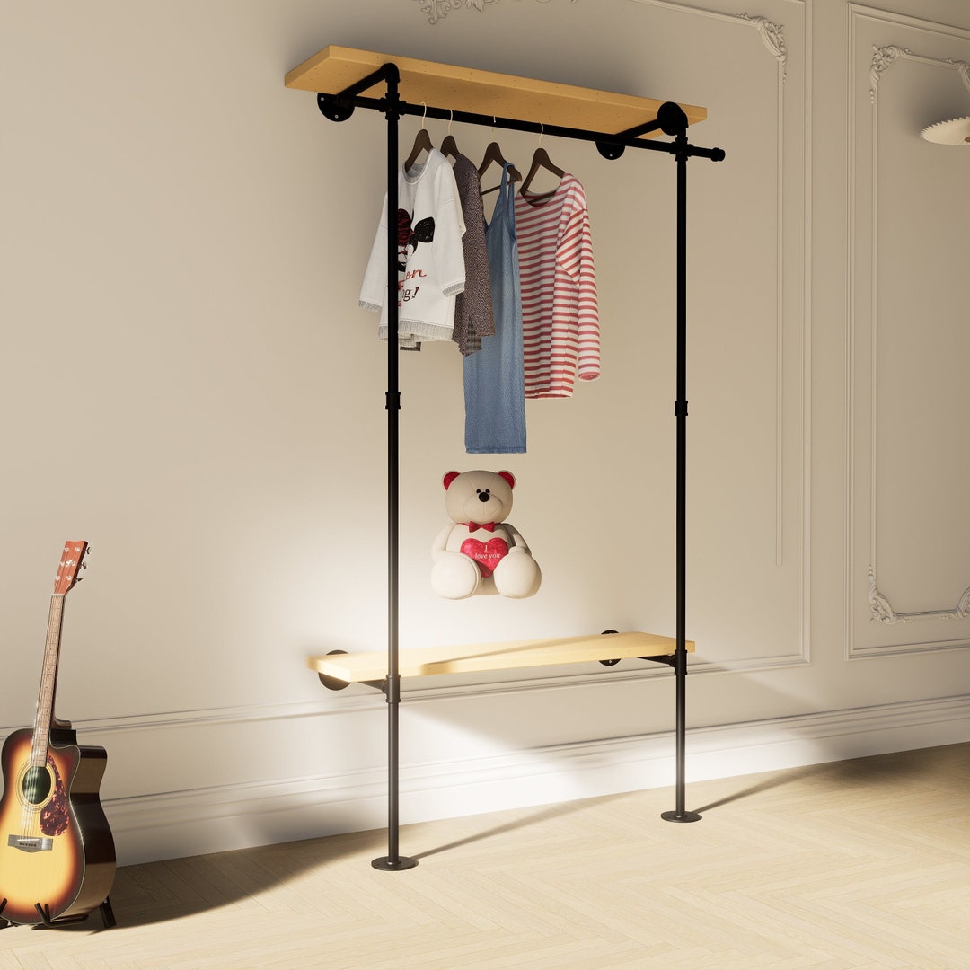 Industrial Pipe Clothing Rack, Custom Clothes Storage Solution, Made to ...