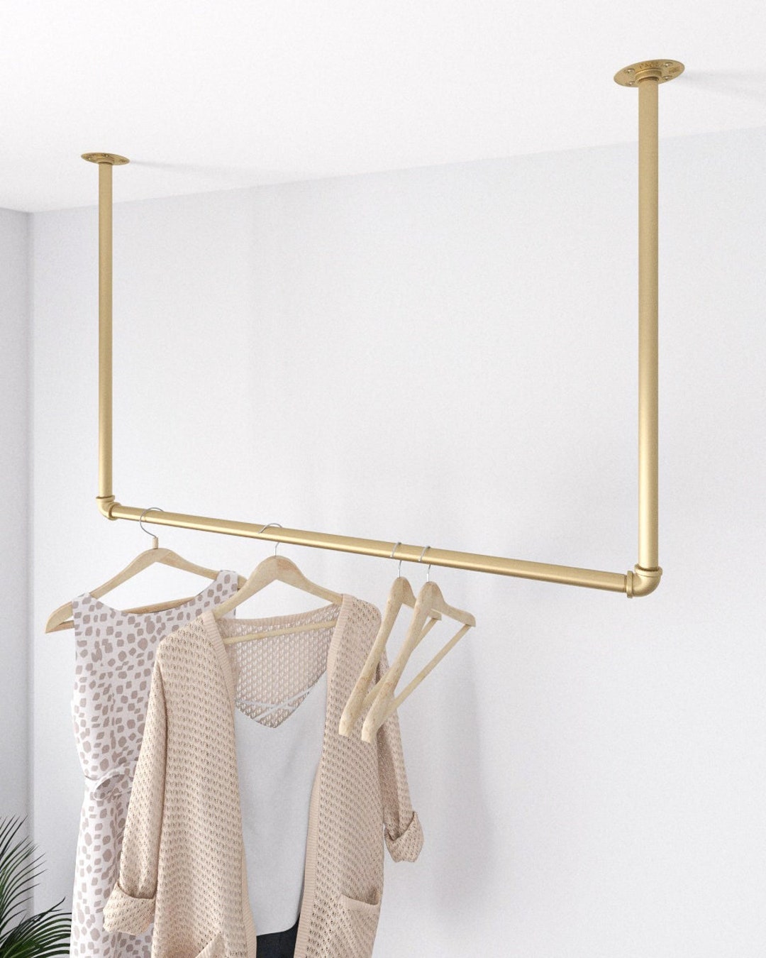 Golden Ceiling Mounted Clothes Hanger, Laundry Clothes Rack, Clothes ...
