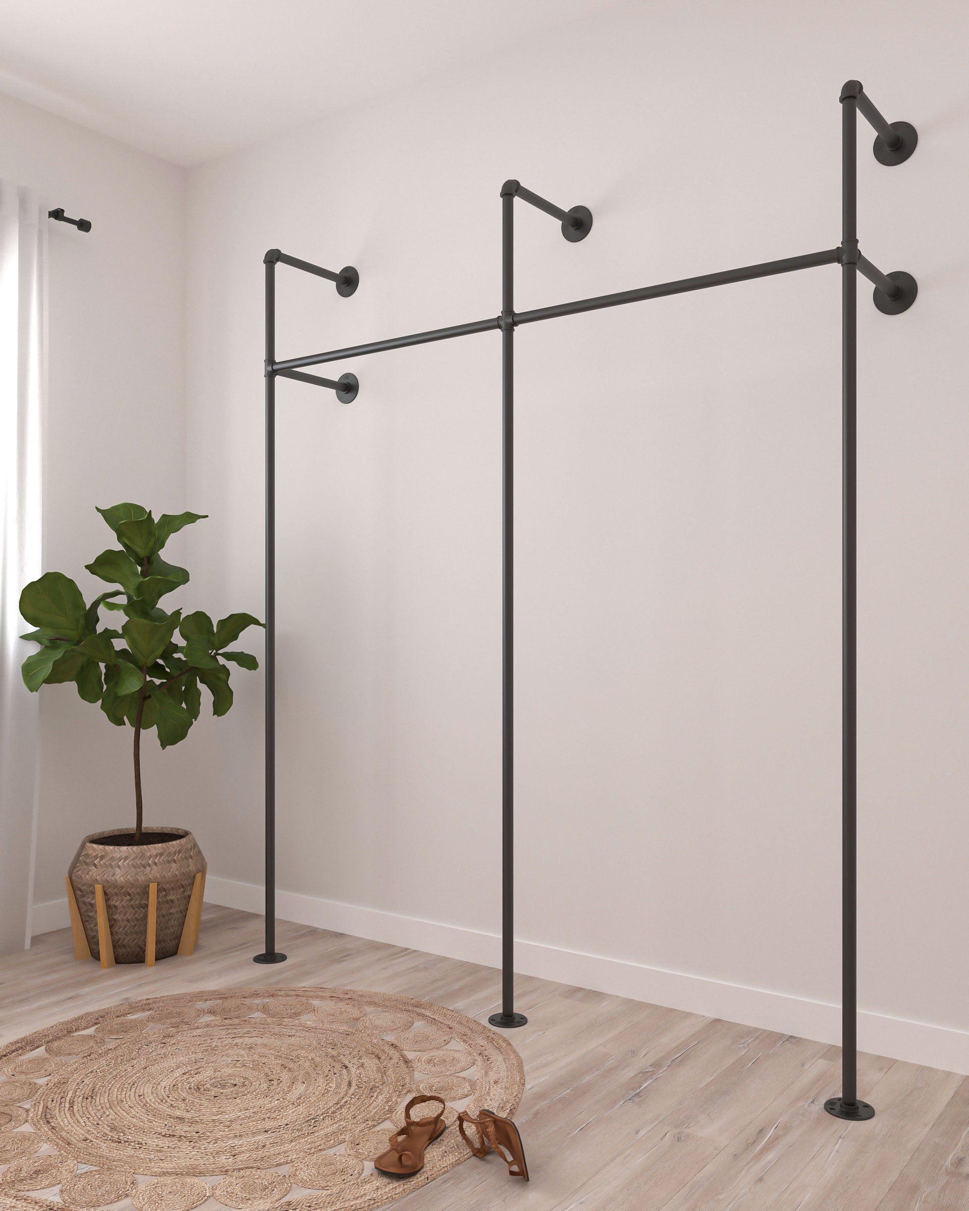 Industrial Closet Pipe Clothes Rail, Clothes Storage Industrial Pipe ...