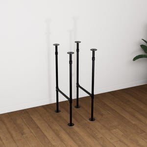 Pair Industrial Pipe Decor Table Legs - Vintage Style Steel Grey Iron ...