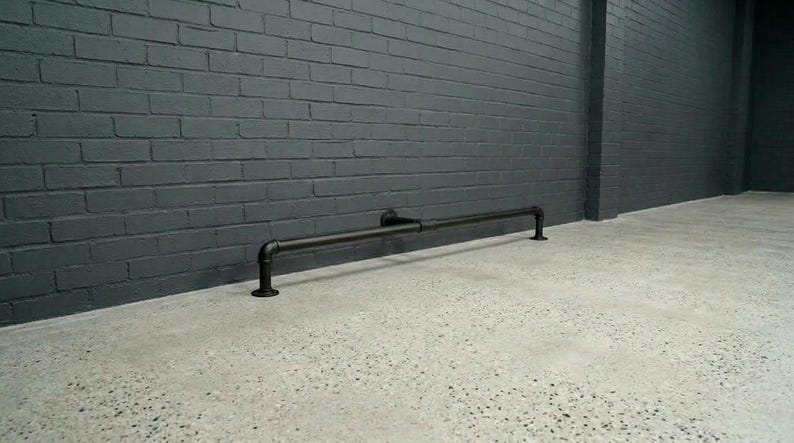 Industrial Foot Rest Rail | Bar Foot Rail Black Steel | Wall Mounted ...