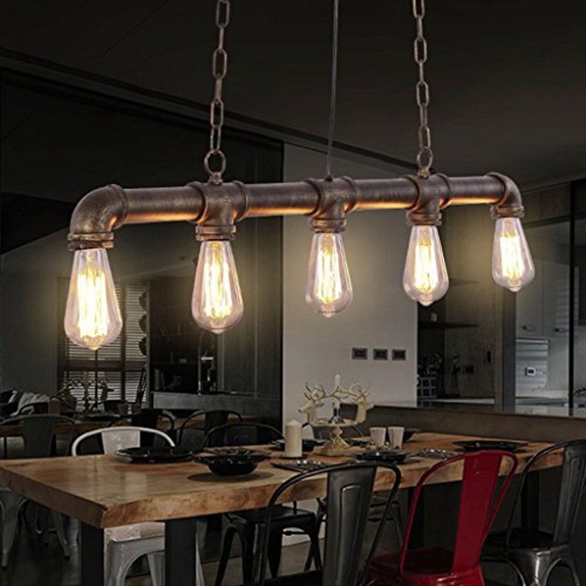 Industrial Steampunk Ceiling Pendant Lamp 5 Lights Metal Water - Etsy