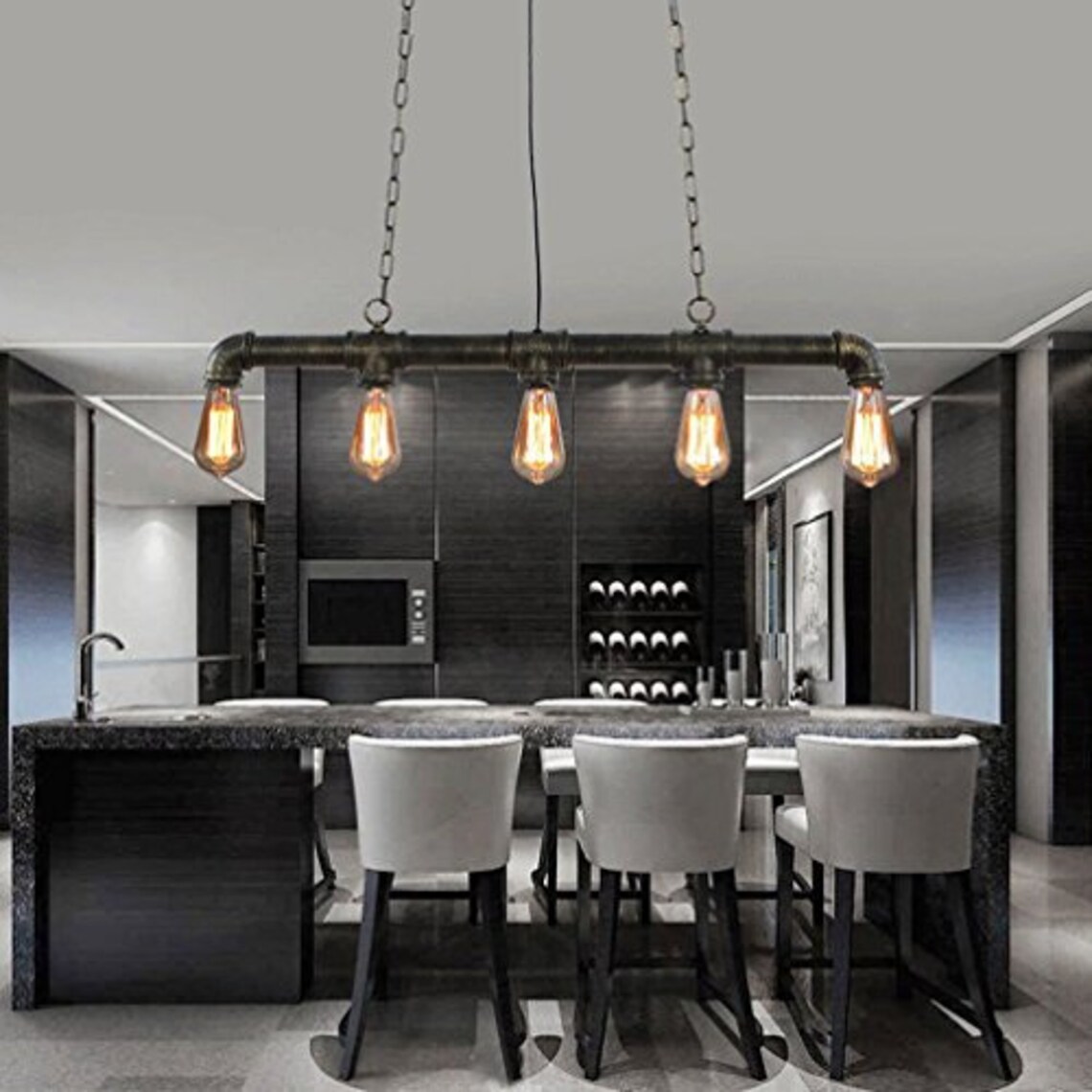 Industrial Steampunk Ceiling Pendant Lamp 5 Lights Metal Water - Etsy