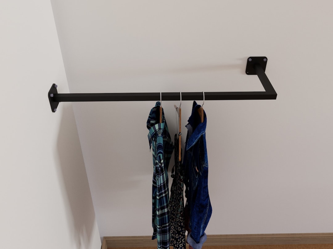 Industrial Corner Clothes Rail: Square Rod Wall-mounted Corner Clothes ...