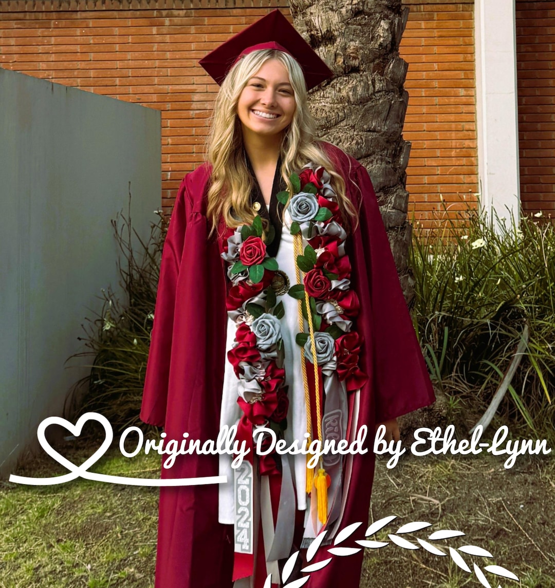 School Color Graduation Celebration Rose Hawaiian Ribbon Lei - Etsy