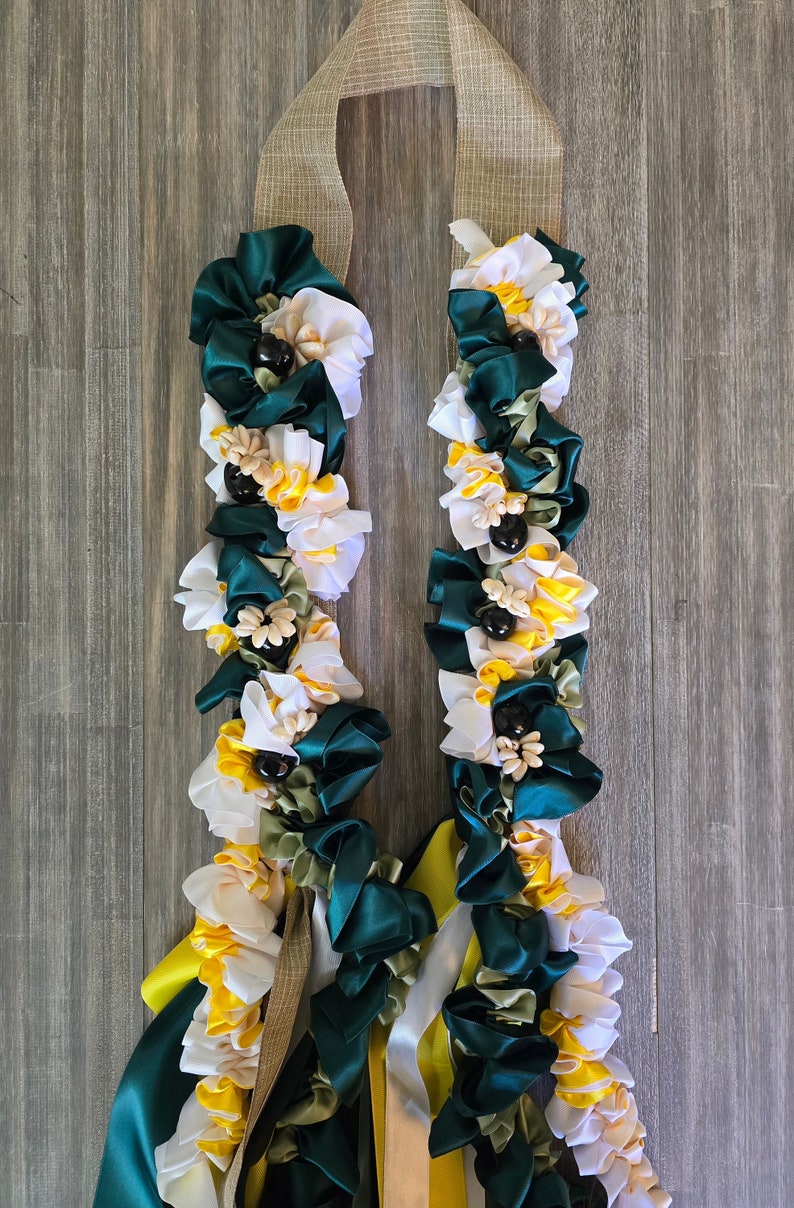 Kukui Nut Puka Shell Lei Graduation/celebration Ribbon Lei - Etsy