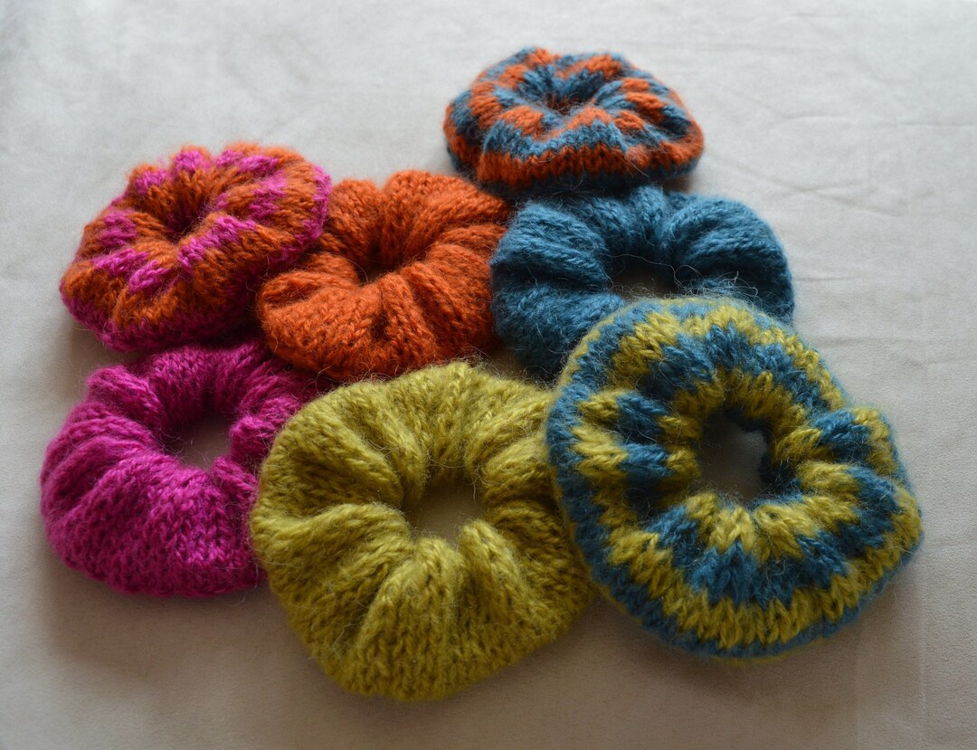 Large Knitted Mohair Scrunchies - Etsy UK