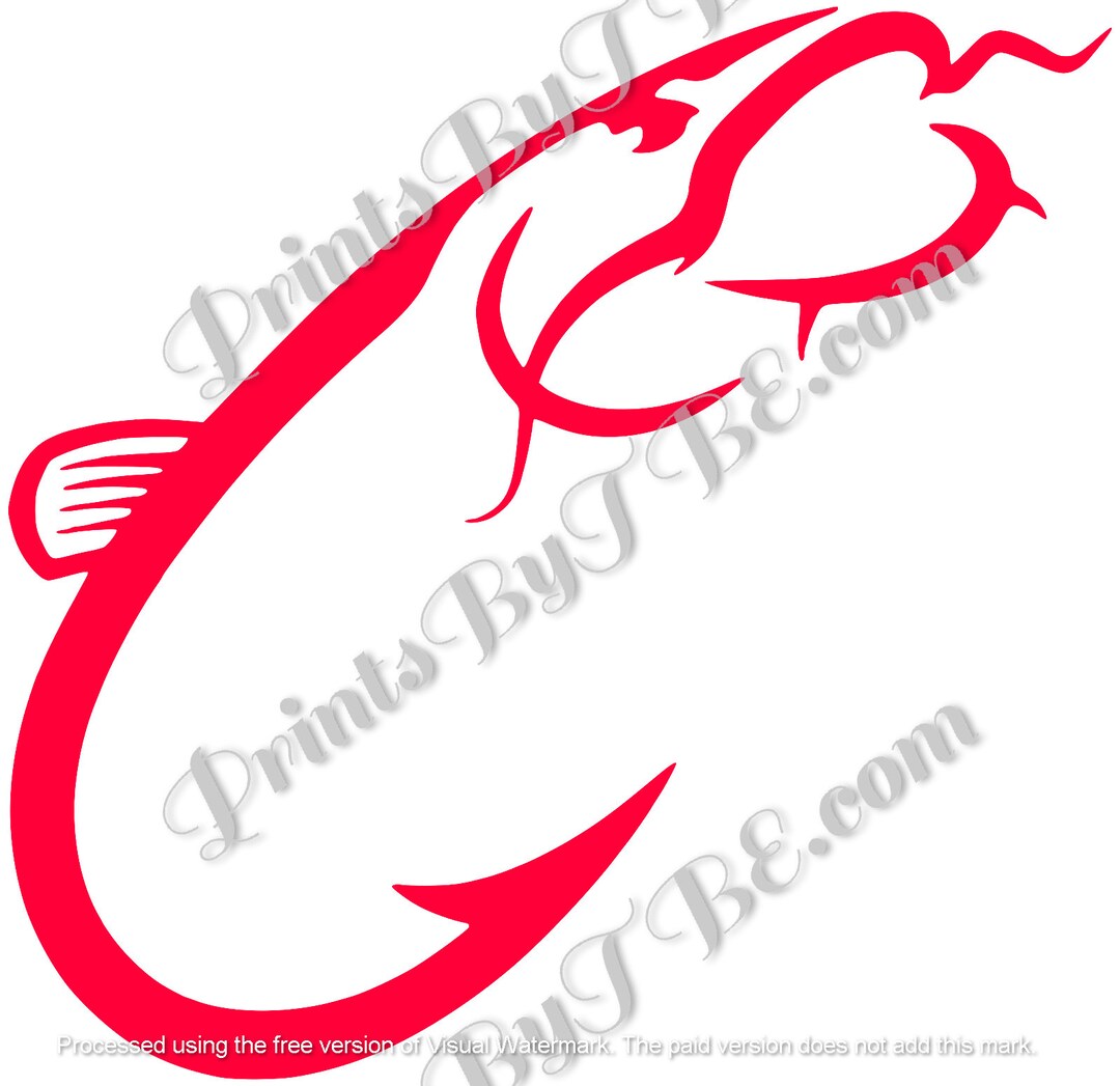 Fishing Hook Fish Decal Tumbler Car Boat Window Laptop Truck Vinyl ...