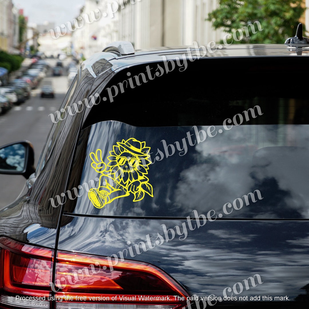 Cool Sunflower Dude Peace Decal Sticker Sunflower Car Window Wall Art ...