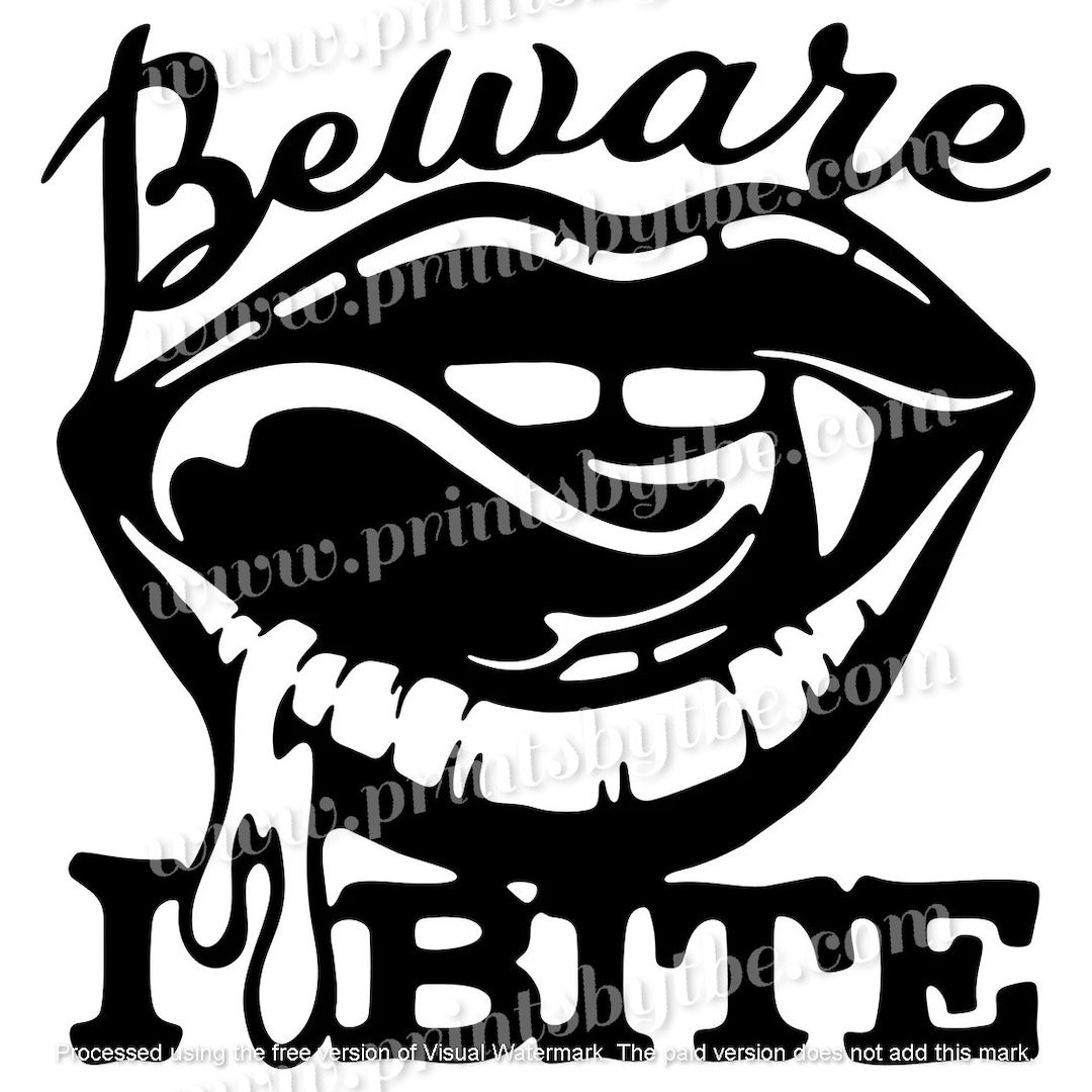 Beware I Bite Vampire Lip Decal - Car, Tumbler, Window Sticker - Etsy