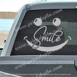 Smile Smiley Decal Sticker Car Tumbler JDM Tumbler Laptop Window Funny ...