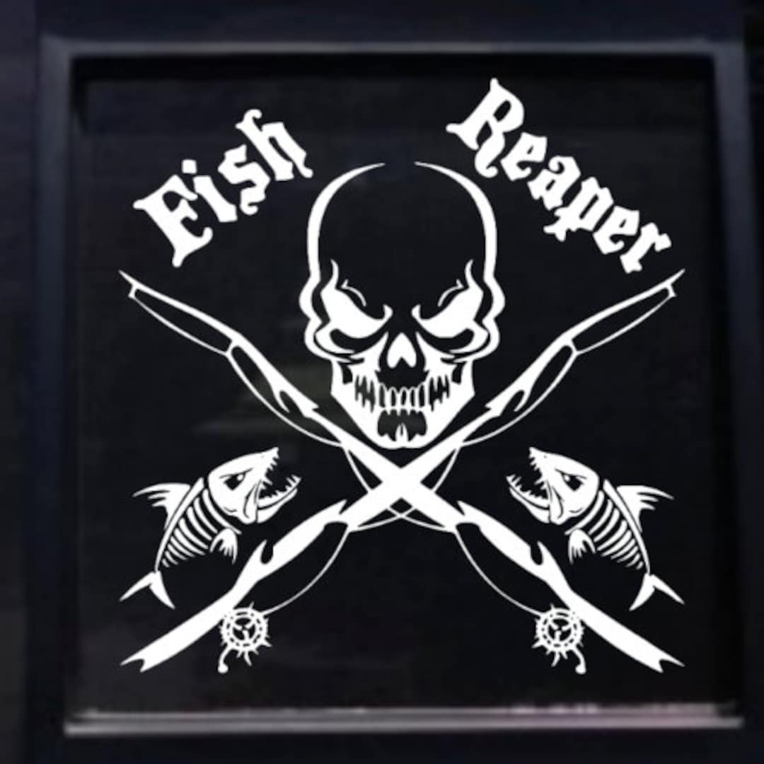 Unique Fish Reaper Decal Sticker for Anglers Fishing Skull - Etsy