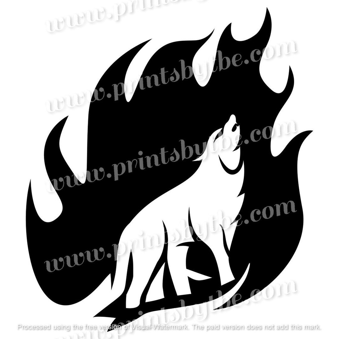 Howling Wolf Decal Flaming Car Truck Tumbler Wall Art Window Laptop ...