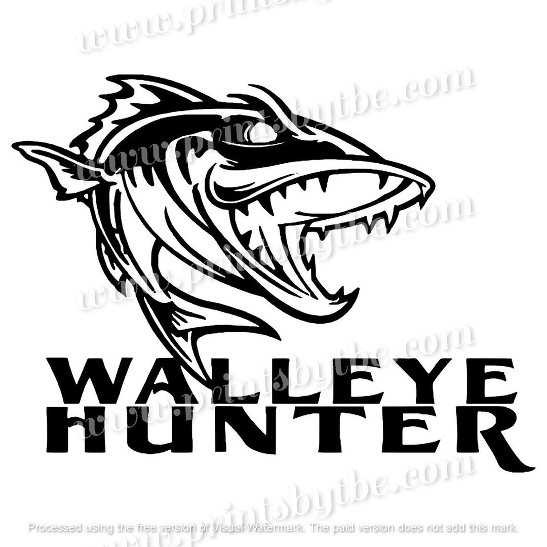 Walleye Hunter Fish Fishing Decal Stickers Boat Tumbler Window Car Man ...